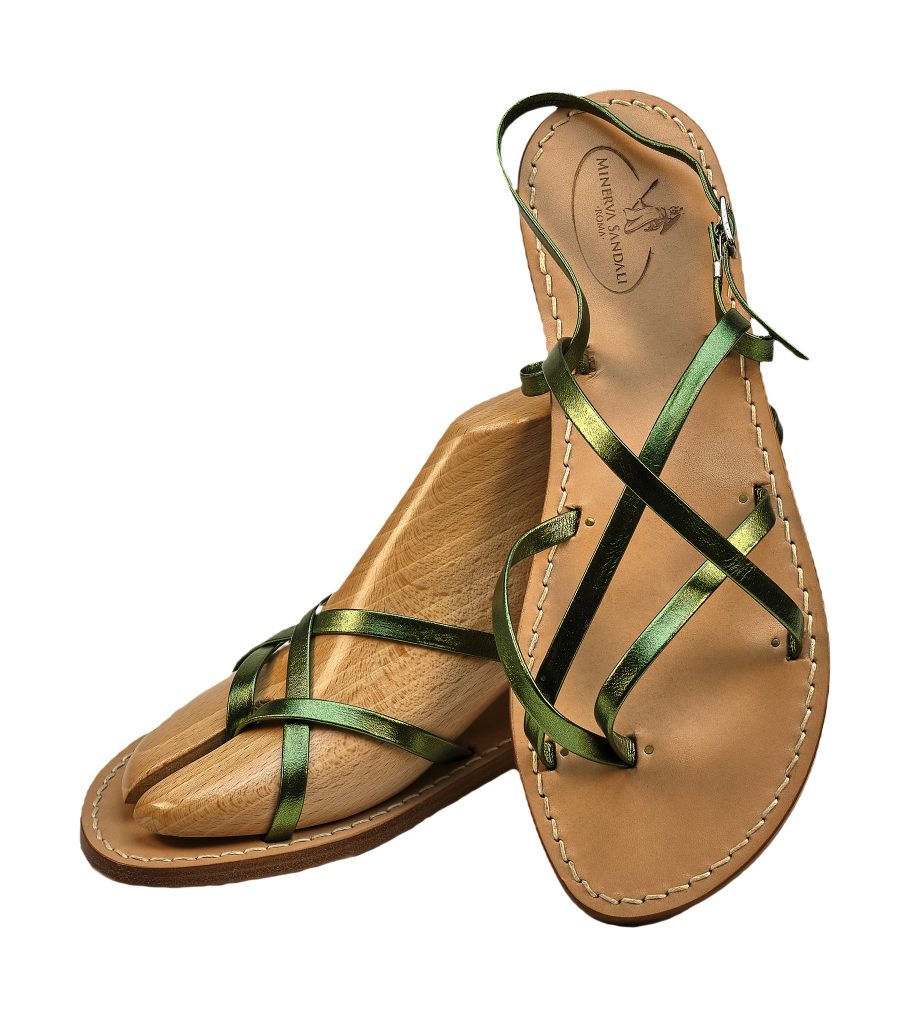 Sandalo in pelle Modello Doppia Rondine | Minerva Sandali